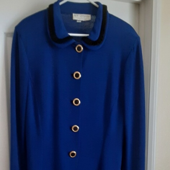 St. John | Jackets & Coats | St John Royal Blue Knit Jacket With Black ...